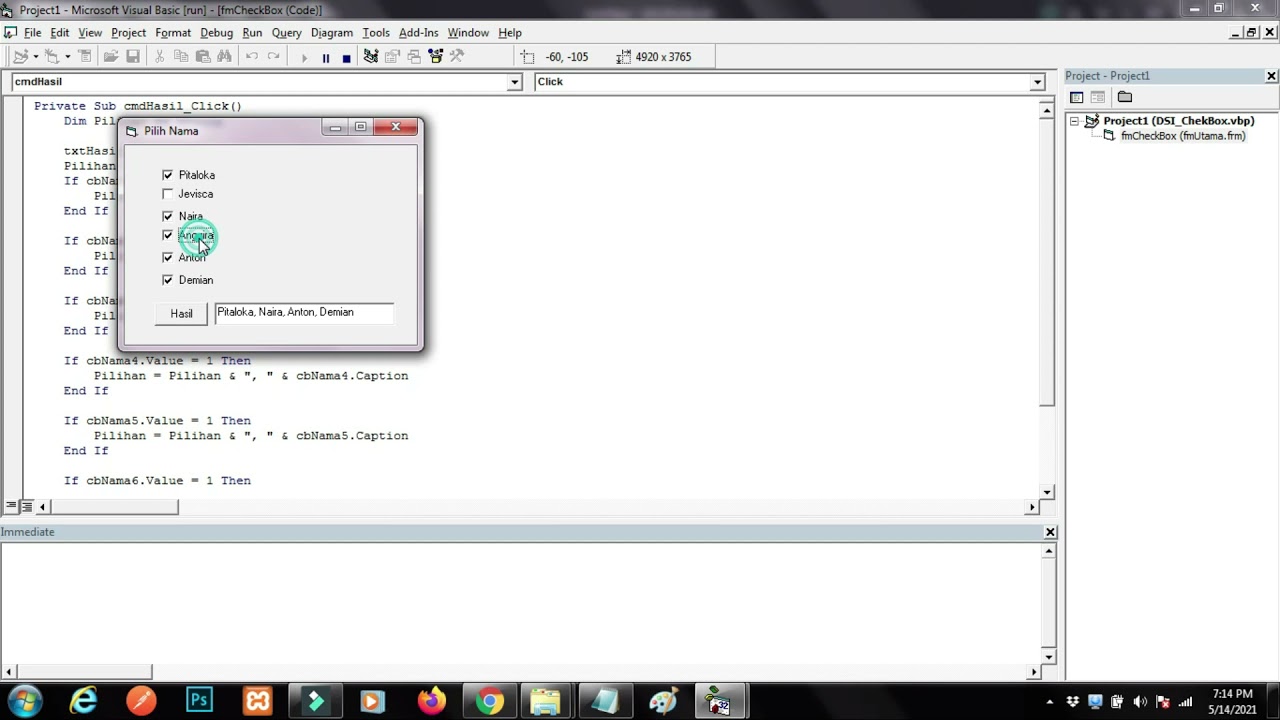 CheckBox di VB6 (ada contoh script)