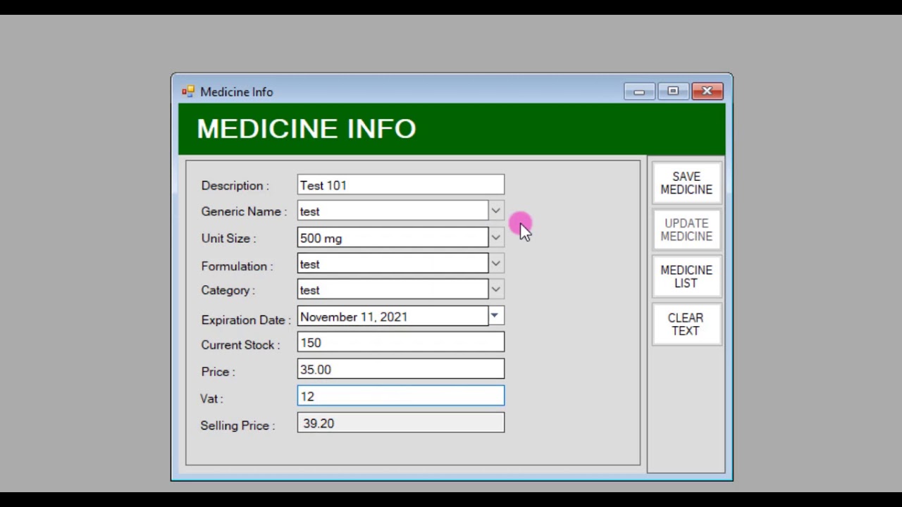 Pharmacy POS using VB NET and MySQL Demo