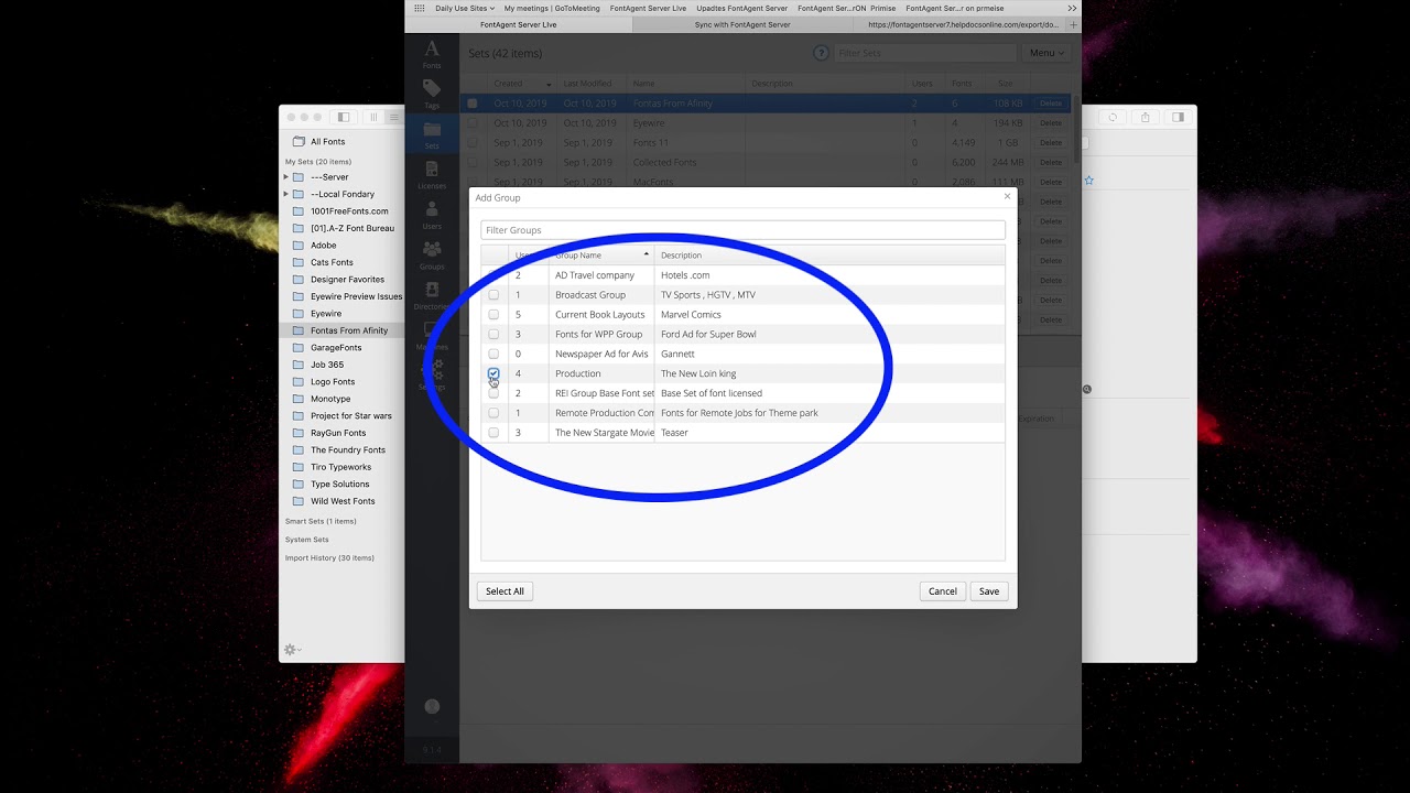Fontagent Server 9 -sharing fonts to the server and distributing from the ​server.