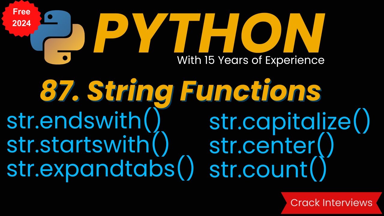 expandtabs Function | endswith | startswith | count | center | capitalize | Python String Functions