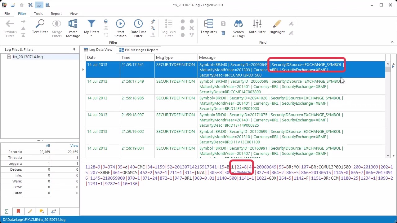 FIX Log Parsing and Analysis with LogViewPlus