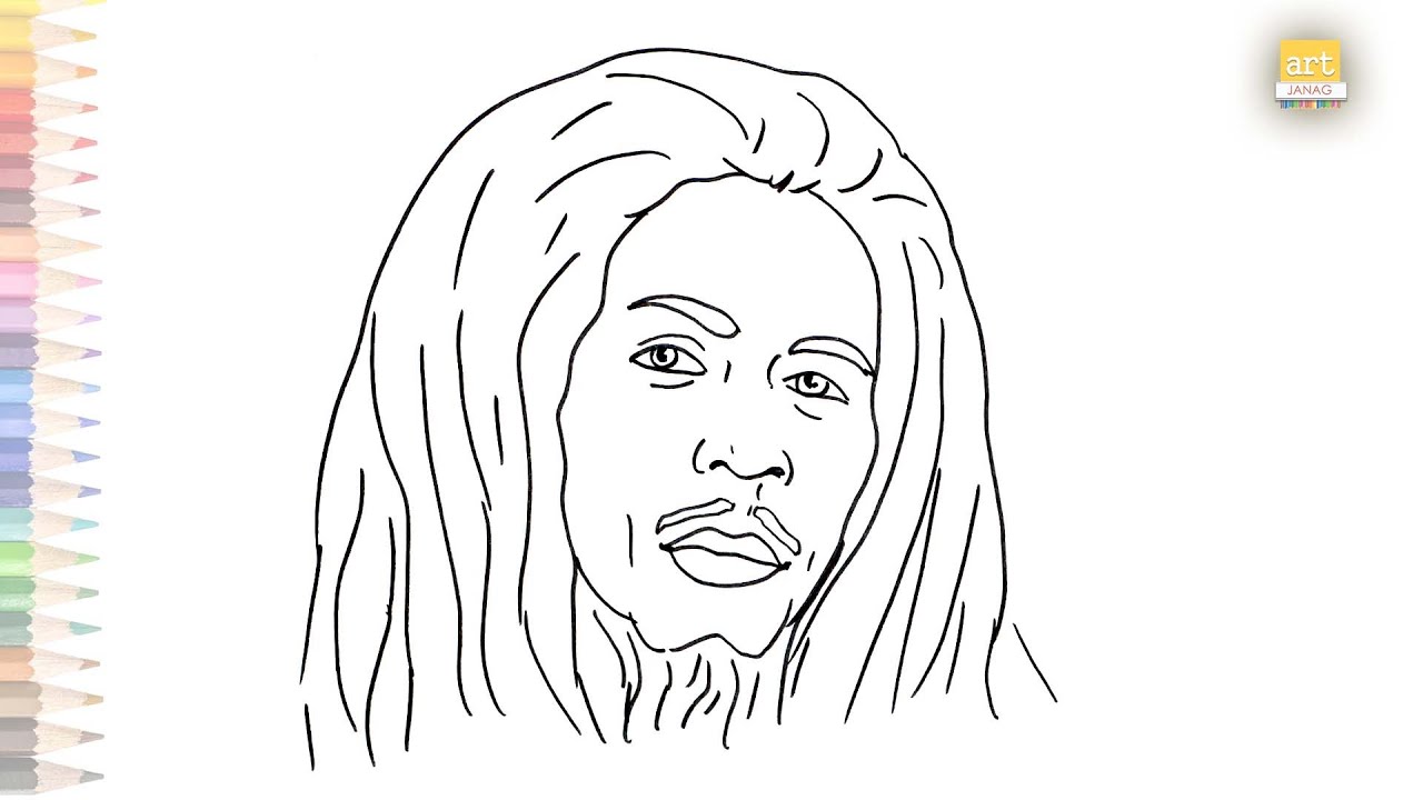 Bob Marley face drawing | very easy drawing Bob Marley face | Face drawing tutorials | art drawings
