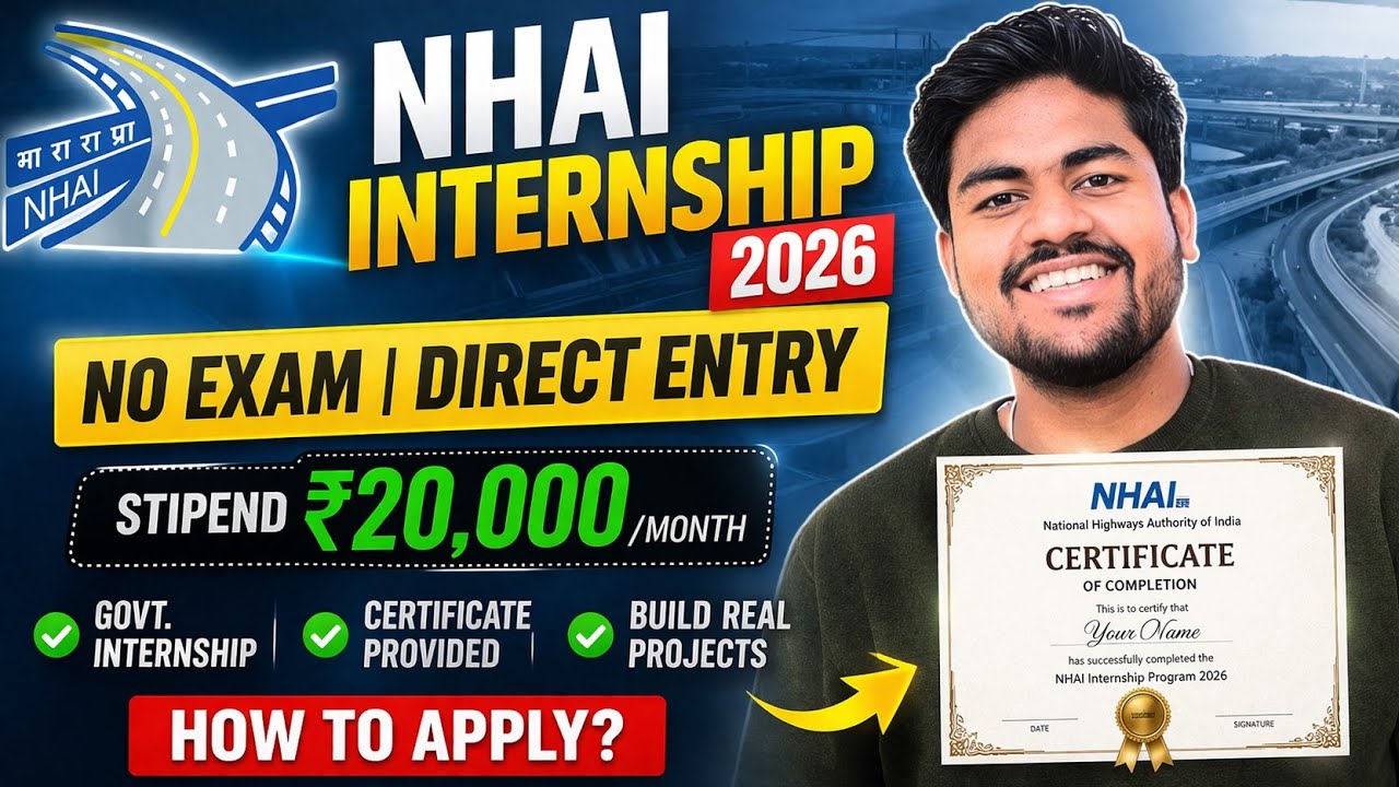 NHAI Summer Internship 2026 for Civil, IT, Law & MBA Students | Step-by-Step Application