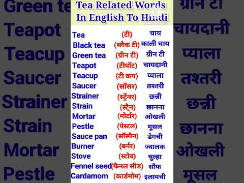 Tea Related Words In English To Hindi #education #english #study #shorts #viral