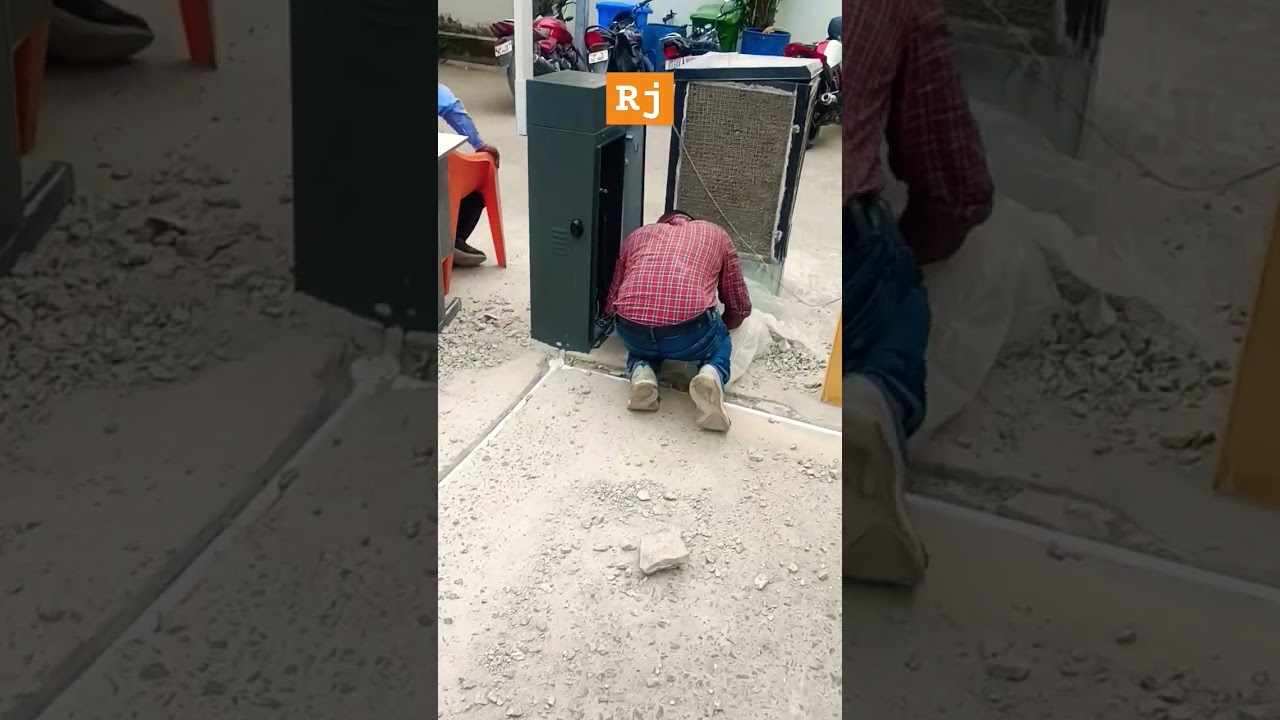 Boom barrier installation with UHF reader #boombarrier #zkteco #sicurity #rjtech #shortvideo #viral