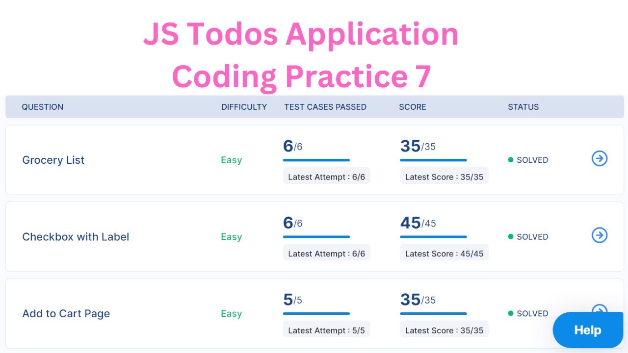 Todos Application | Coding Practice 7 Answers | JavaScript | NxtWave | Intensive 2.0 | No Audio