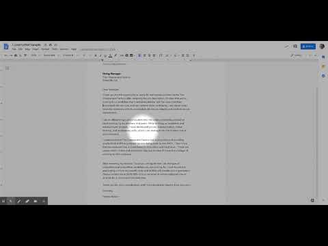 Cover Letter Sample - Google Docs