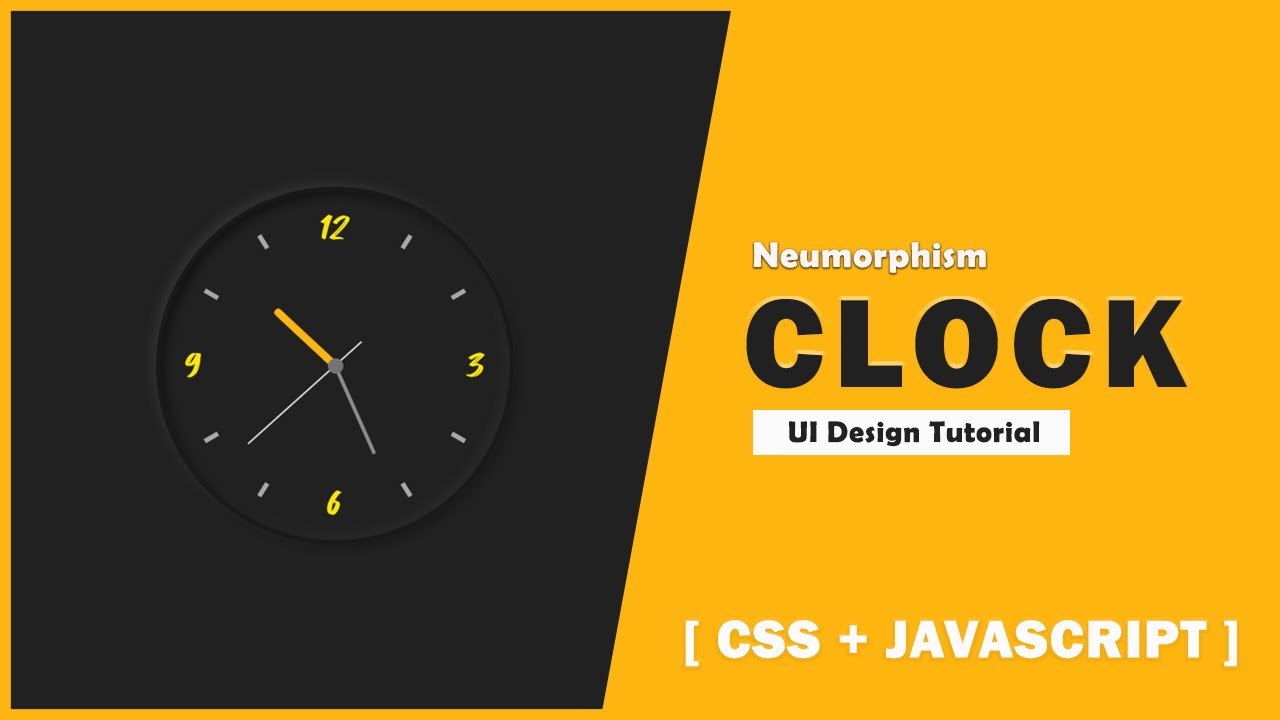 CSS Neumorphism Working Analog Clock UI Design - Javascript Clock