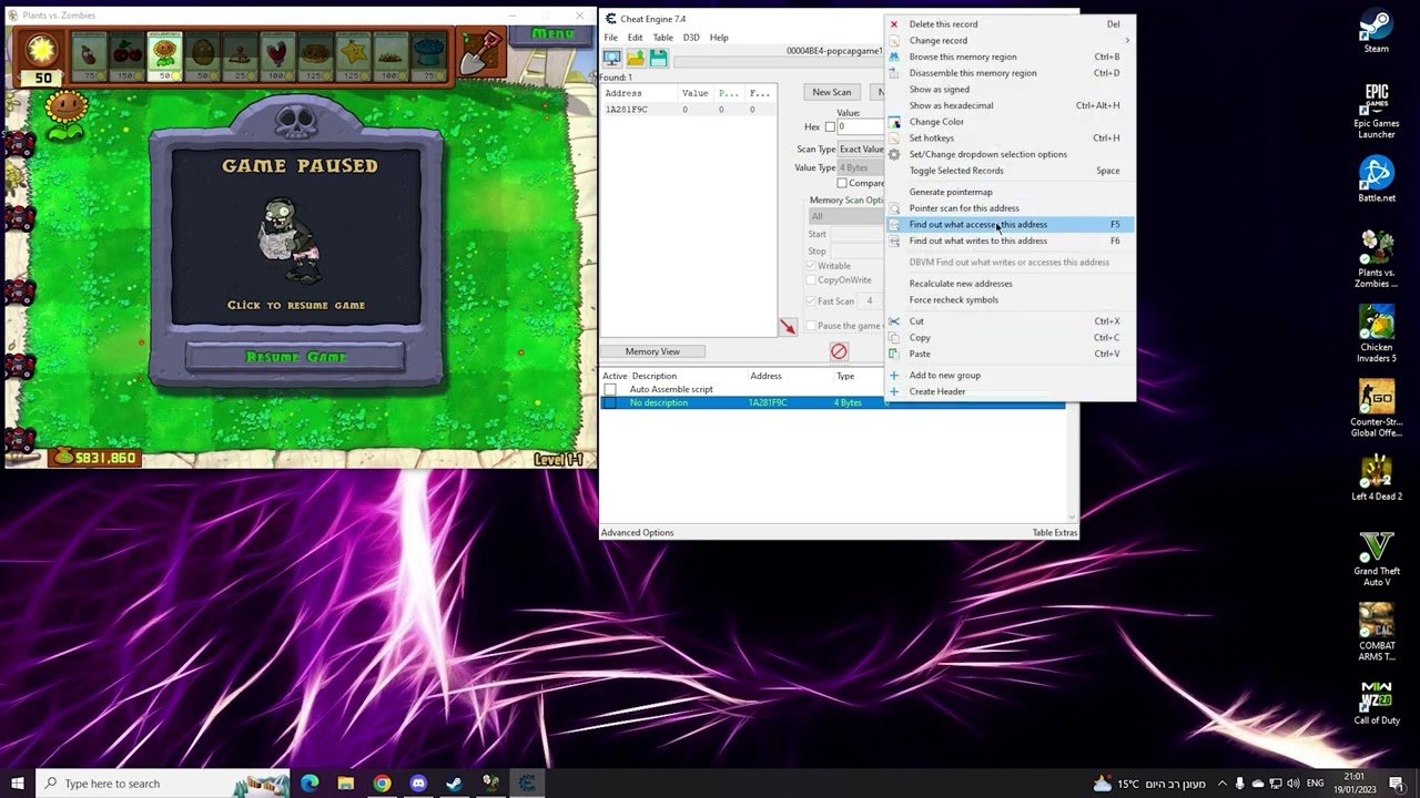 Plant vs Zombies - No Cooldown | Cheat Engine