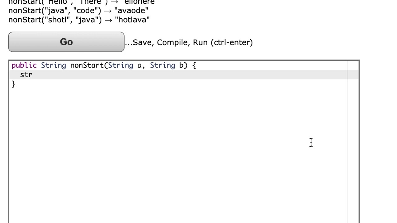 Java: CodingBat– String-1– nonStart