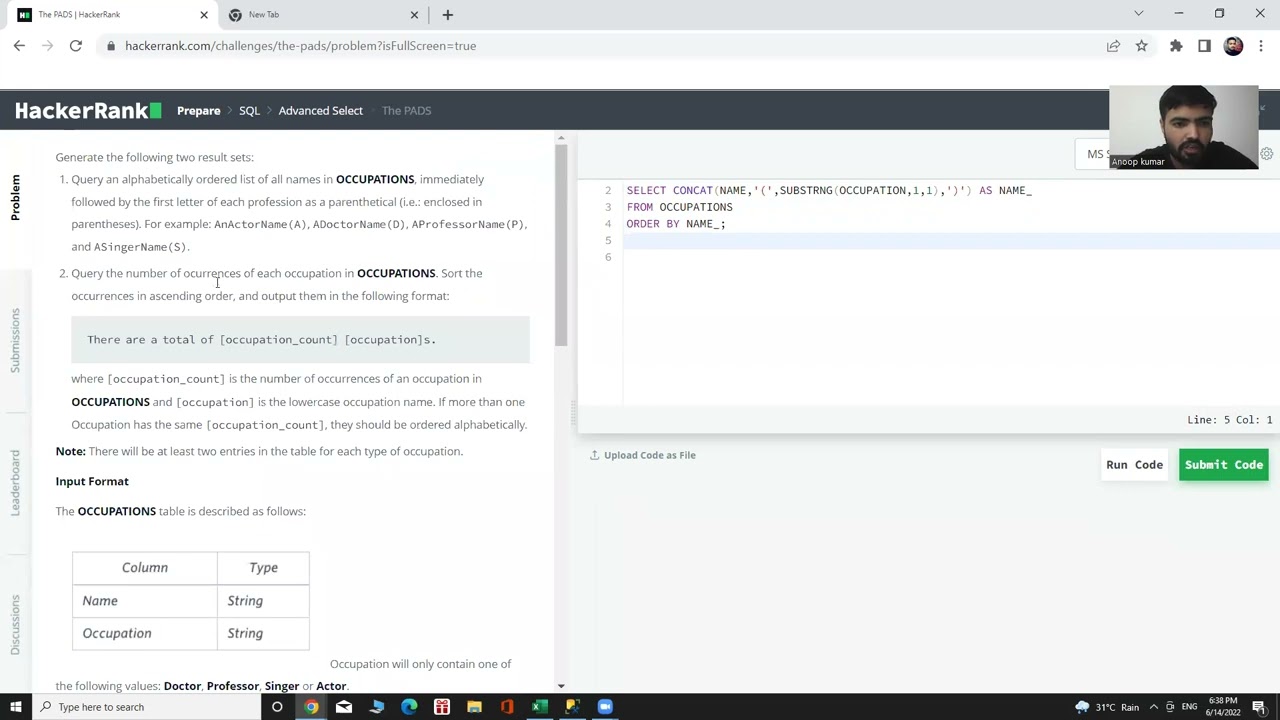 SQL Hackerrank query solutions | SQL Hackerrank The Pads Query Solution