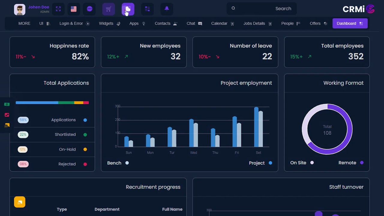 HRM Dashboard Bootstrap 5 Admin Template with Dark RTL Theme