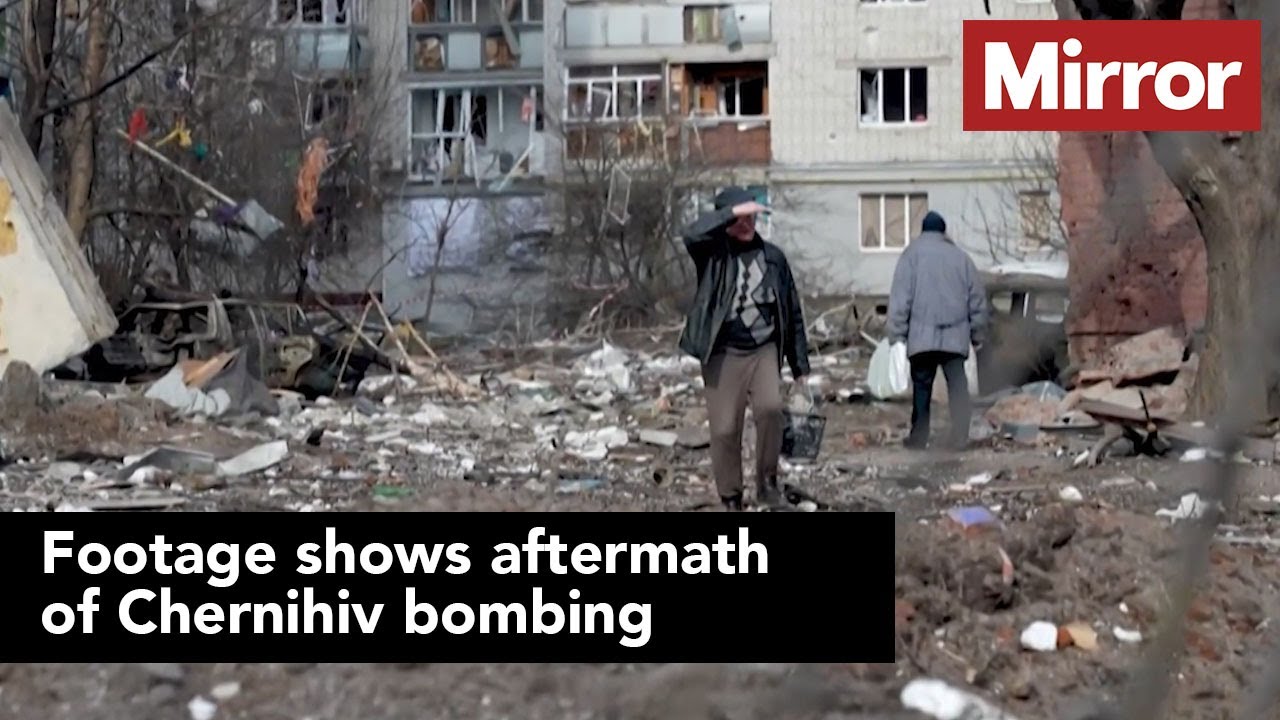 Footage shows aftermath of Chernihiv bombing