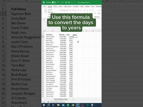 Convert Days to Years in Excel‼️ #excel