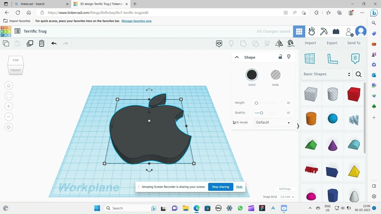 3D print Apple Logo with Tinkercad and Flshprint