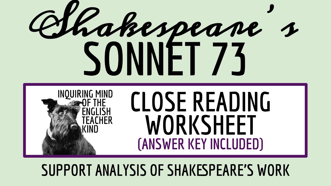 Shakespeare's Sonnet 73 Close Reading Worksheet and Answer Key | High School Poetry Analysis