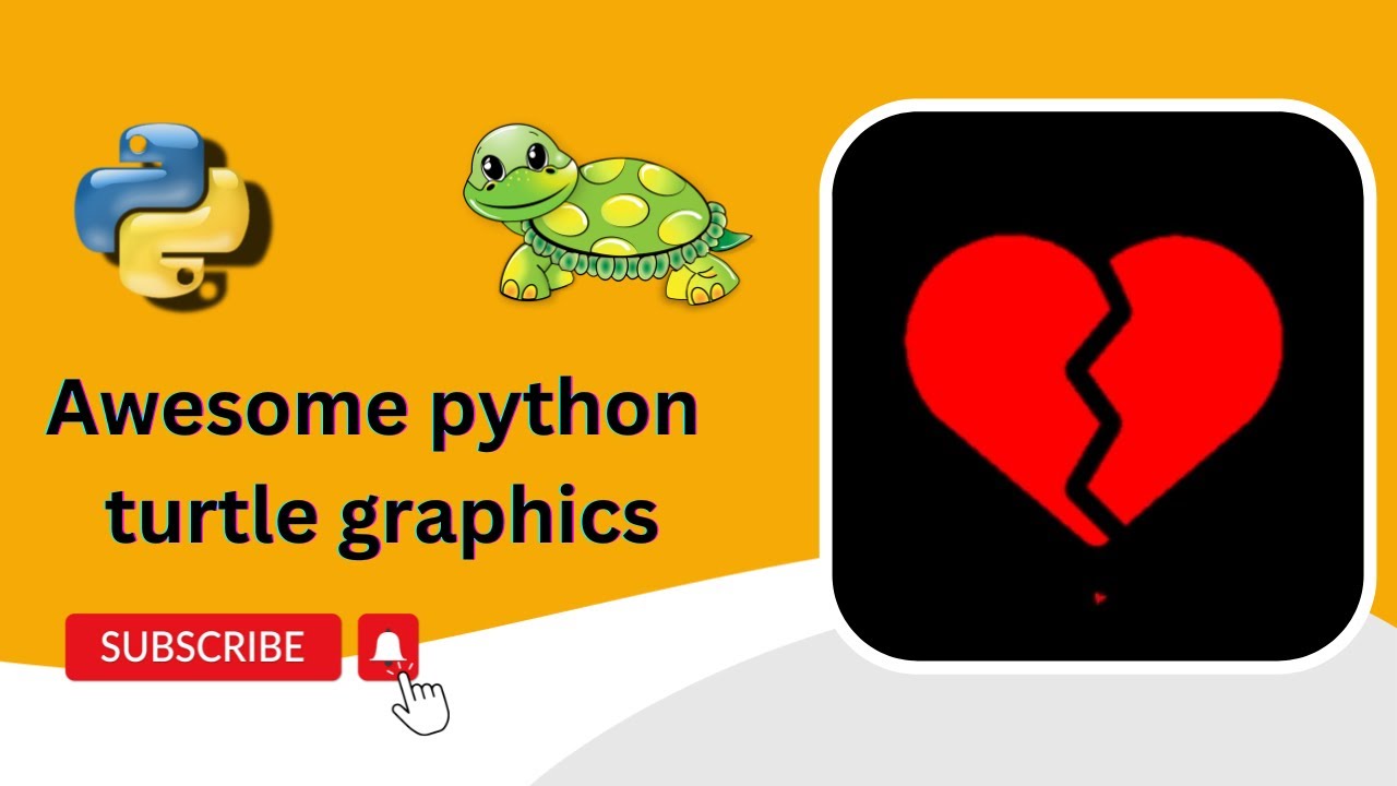 Python turtle graphics tutorial | Broken Heart Shape Design | Turtle graphics