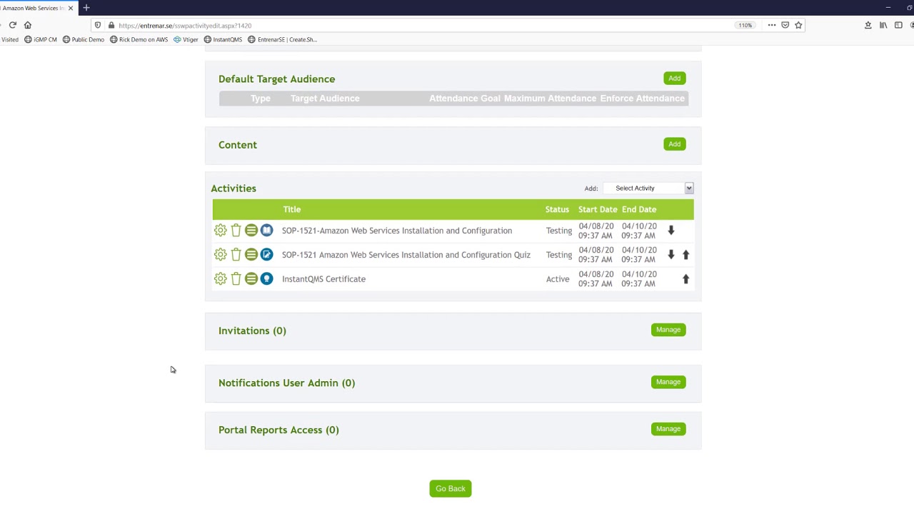 LMS Evaluation Settings