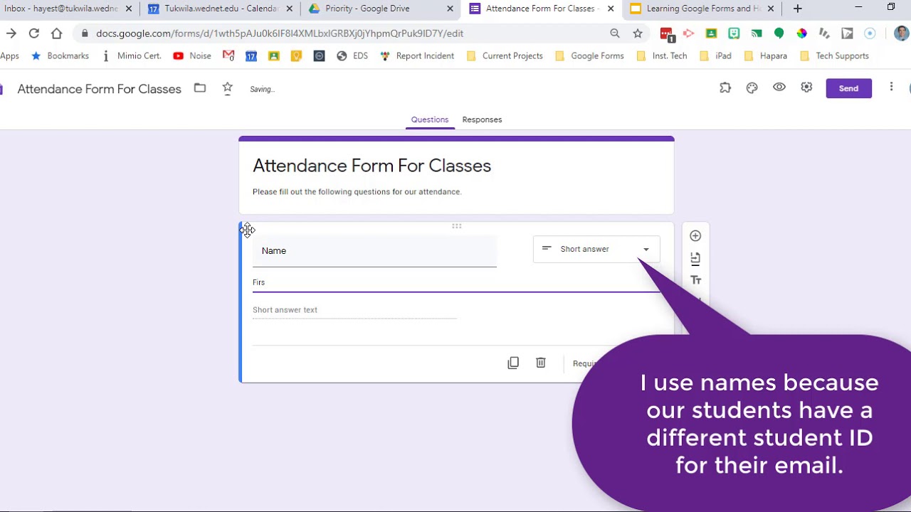 Google Forms - Making an Attendance Form