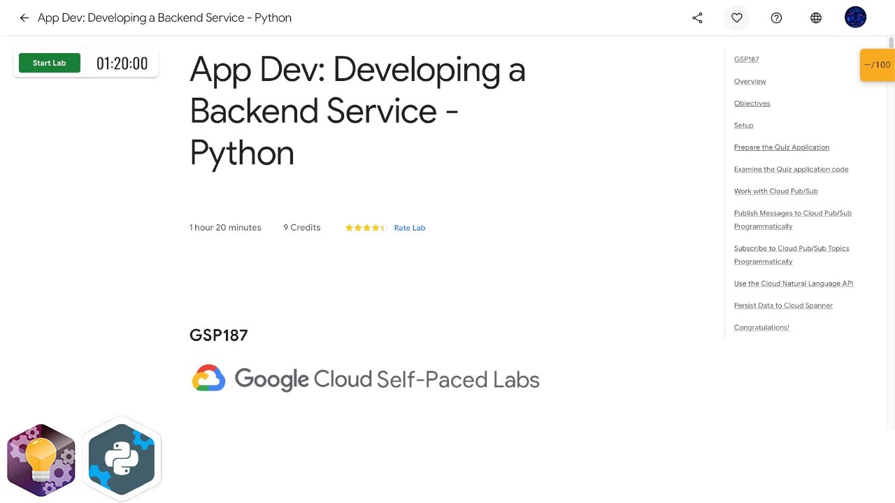 Qwiklabs | App Dev: Developing a Backend Service - Python [GSP187]