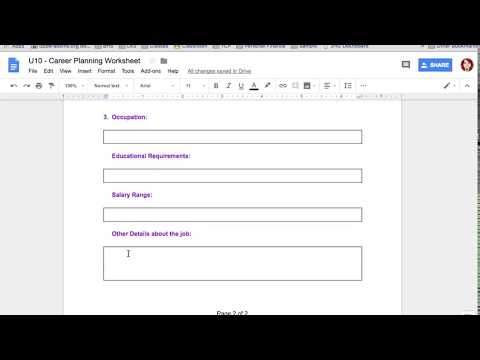U10 - Career Planning Worksheet Instructions Video