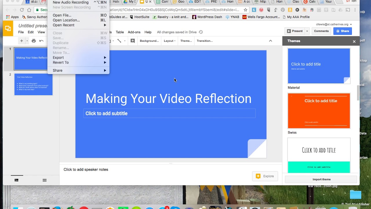 Example of First Video Reflection