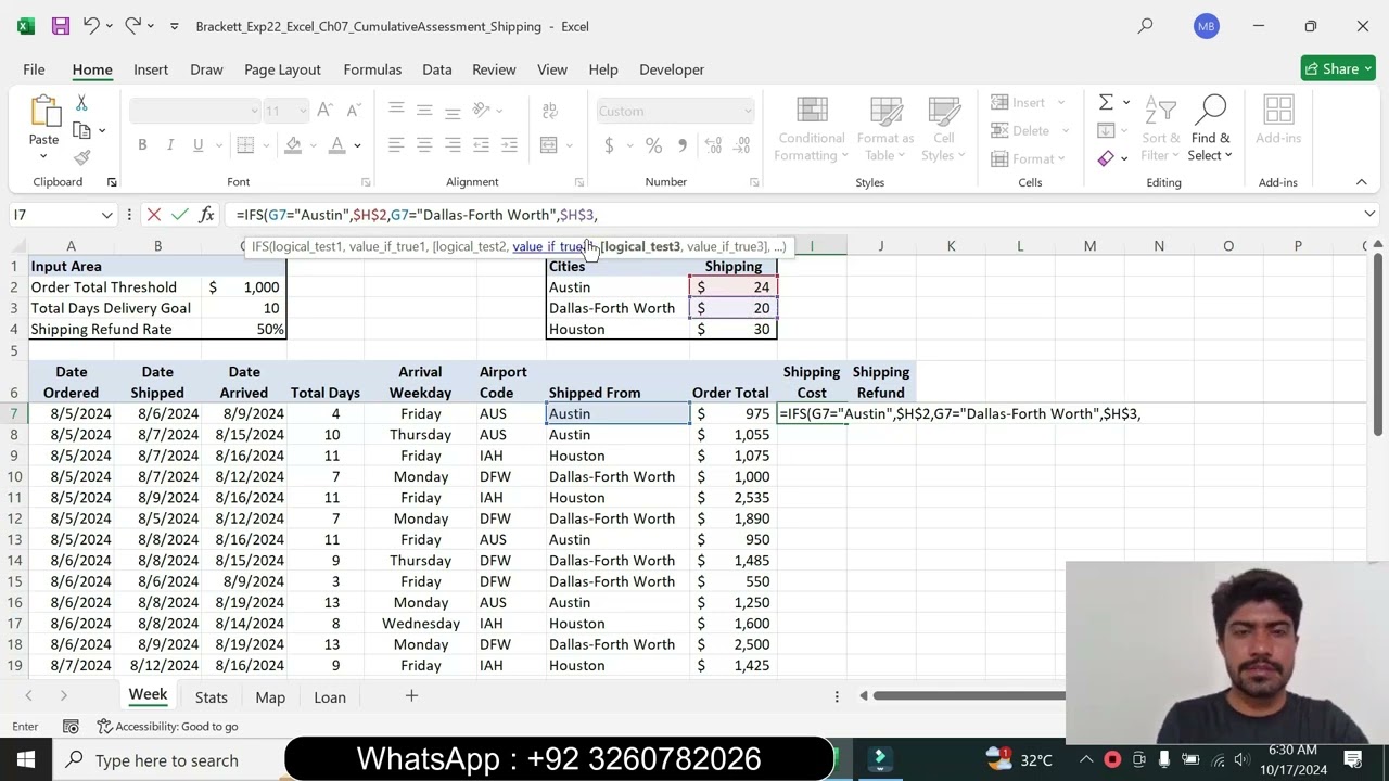 Exp22_Excel_Ch07_CapAssessment_Shipping | Excel Chapter 7 Capstone Assessment – Shipping