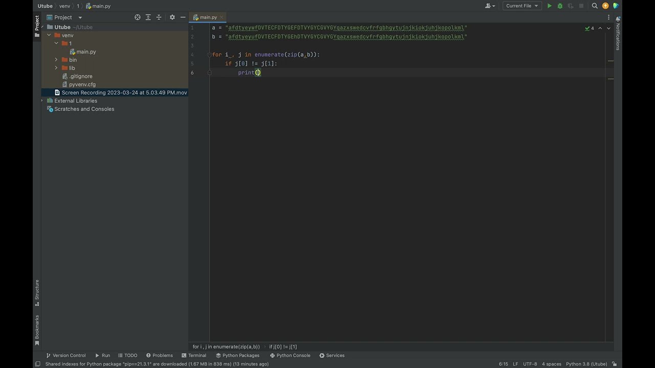 How to find the difference between two strings in python. #pythonprogramming