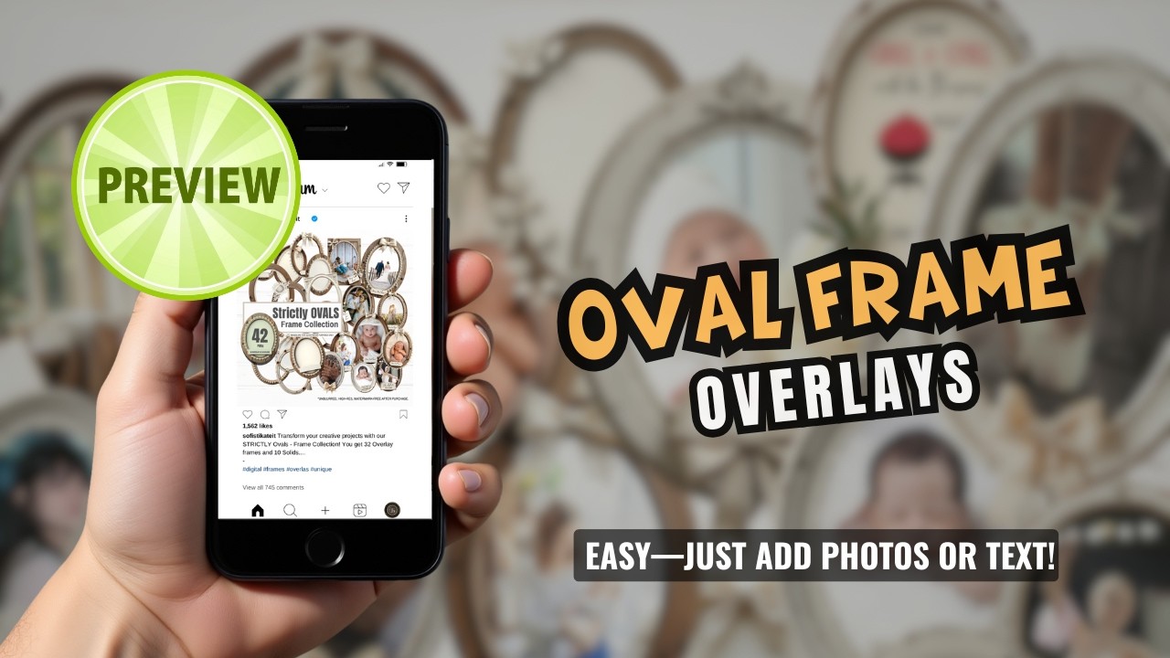 Oval Frame PNG Overlays | White Frames & Solids | Make Invites Unique!