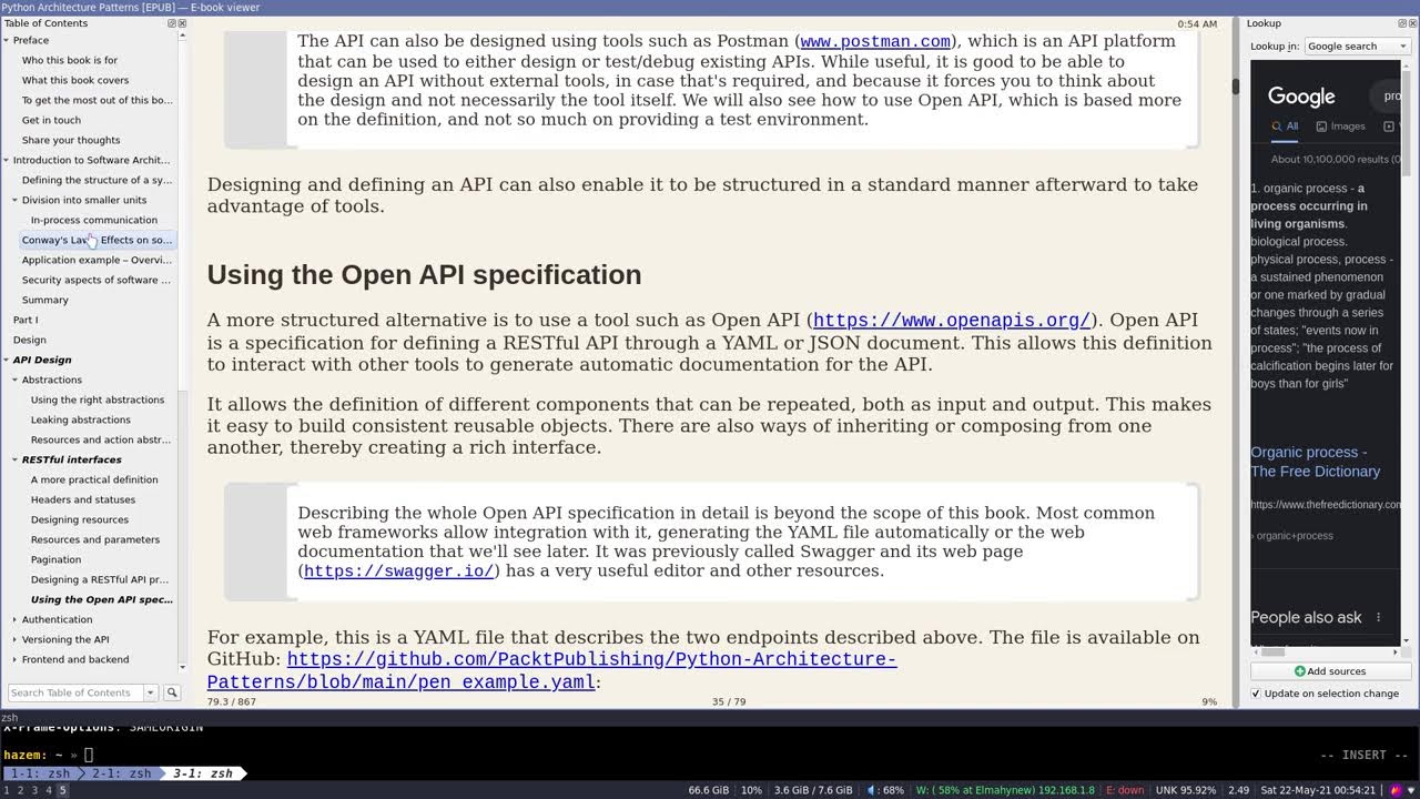 Python Architecture Patterns book (Not a tutorial don't open)