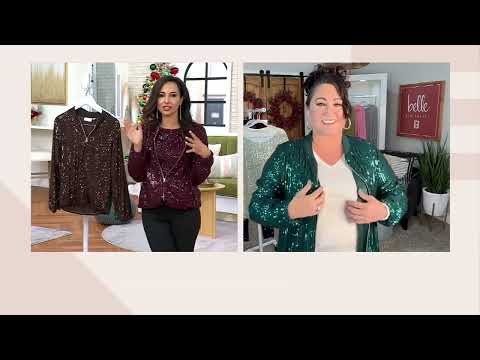Jingle Belles by Kim Gravel Dress For Joy Zip Up Sequin Bomber Jacket on QVC