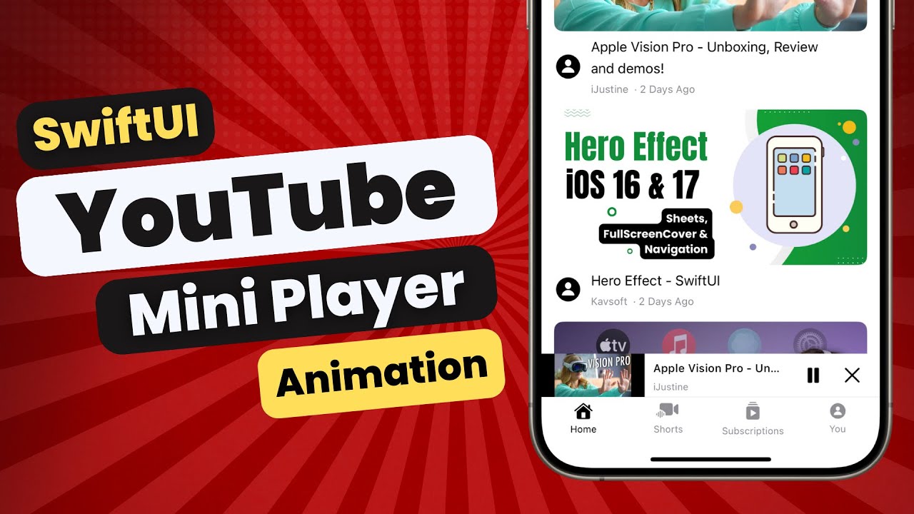 SwiftUI YouTube Mini Player Animation - Complex UI - Xcode 15