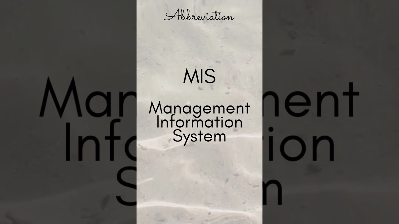 MIS   Management Information Systems