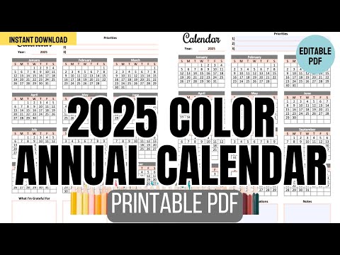 2025 Calendar Color Printable PDF