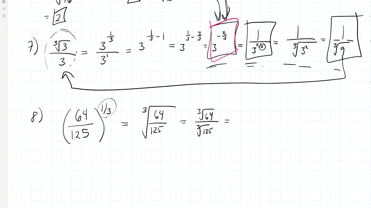 Rational exponents and radicals worksheet