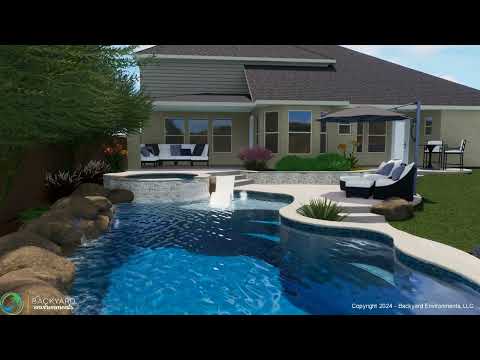 Croswell - Draft A - 3D Design Concept (Custom Pool & Outdoor Living Space) | Backyard Environments