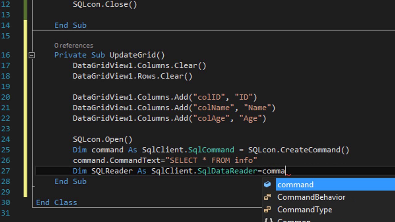 VB 2015 (SELECT - UPDATE - INSERT) Using SQL Server