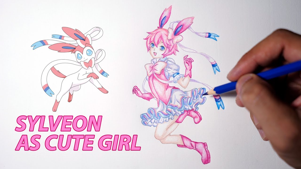 Draw Sylveon As Cute Girl | Pokemon Gijinka (擬人化) #1