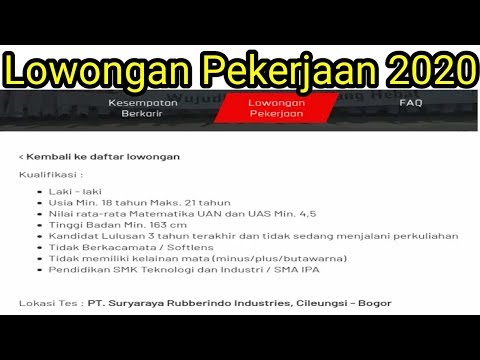 How to Apply for PT SRI (Suraya Rubberindo Industries) Job Vacancy 2020