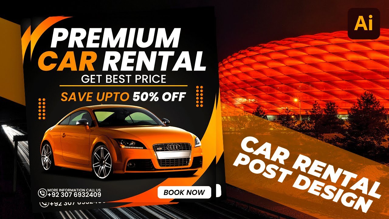 Luxury Car Social Media Post design | Illustrator 2023 Tutorial