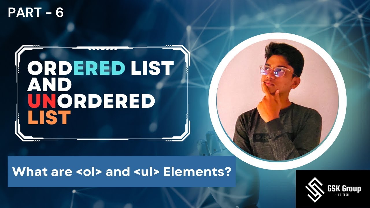 Ordered list and Unordered list in HTML | Part - 6 | html tutorial for beginners #tutorial #html
