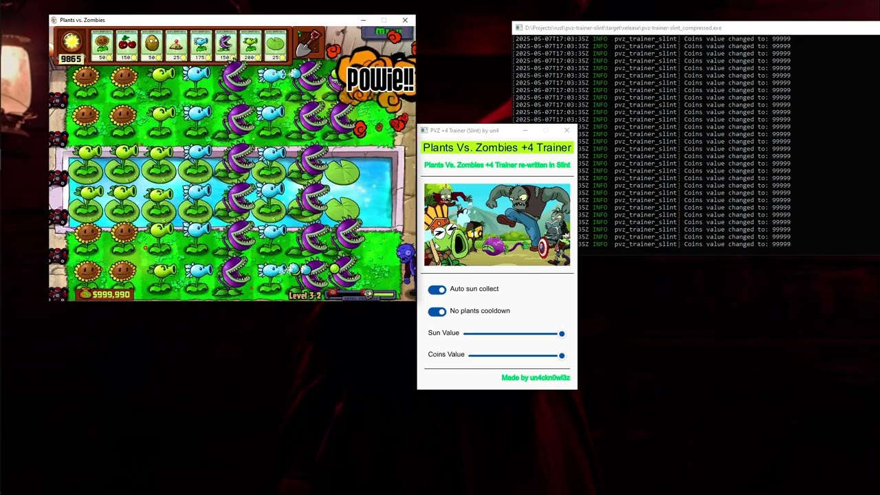Plants vs Zombies Hack Tool | Slint UI Trainer +4 Features Showcase