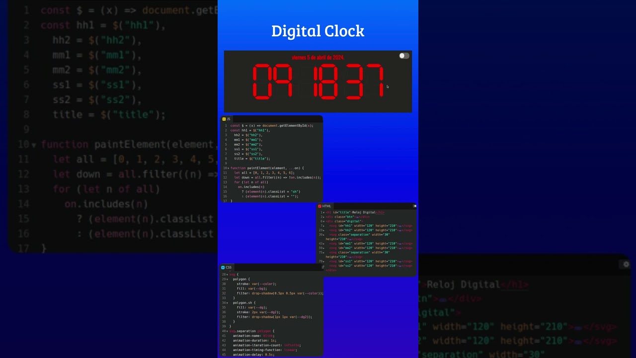 Digital Clock | #programming #tutorials #webdesign #software #scratch #css #coder #html #coding