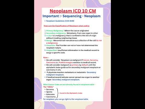 Neoplasm ICD 10 CM guidelines Part 1 #aapcandidate #ahima #medicalcoding #cpc #ccs