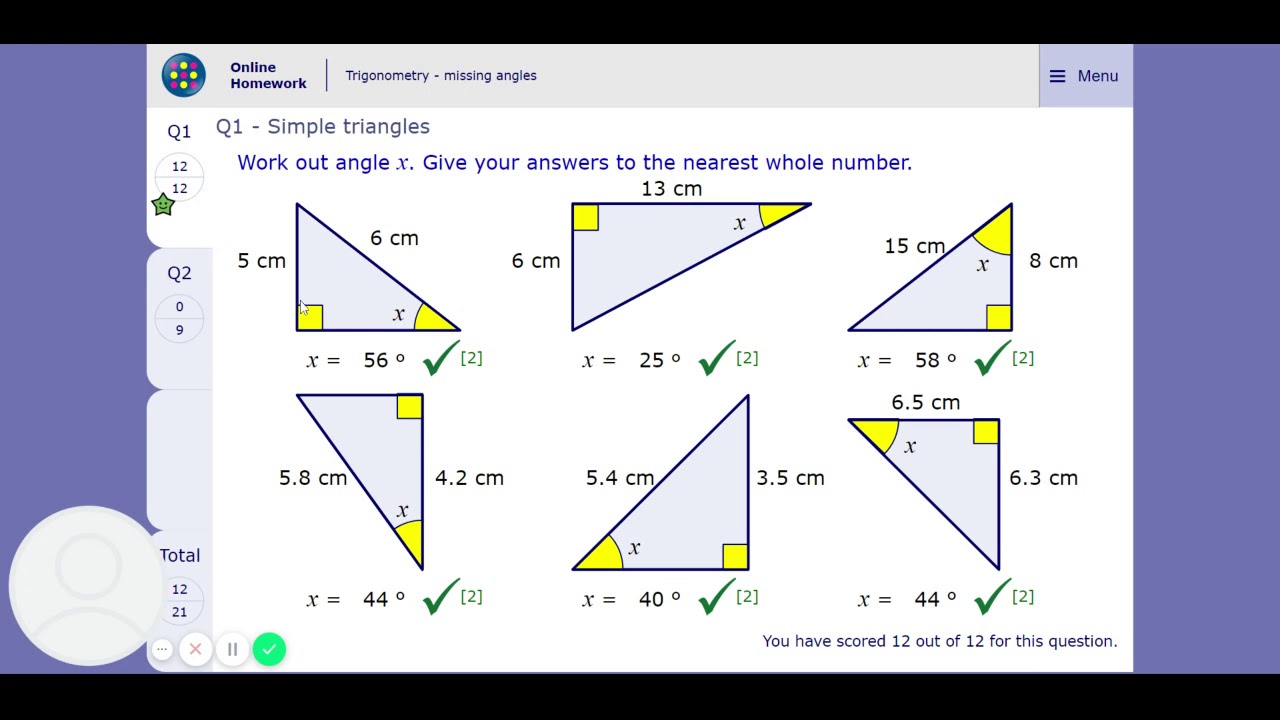 MyMaths Tutorial  Trigonometry missing angles