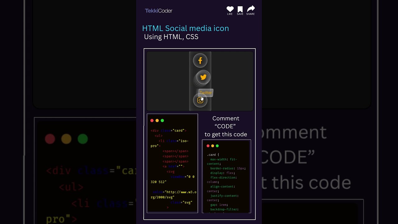 Animated Social Media Icons 🔗 | HTML & CSS Hover Effects | UI Design Animation #coding #webdesign