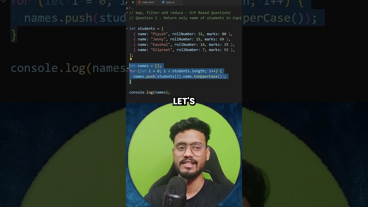 Using map() to return all names in capital 🔥 #javascript #javascriptinterview