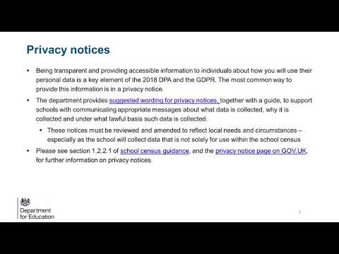 School census advice on processing personal data
