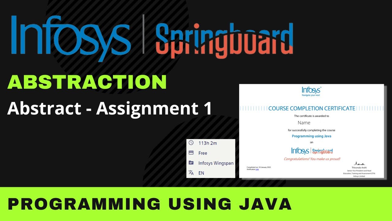 Abstract Assignment - 1 | Programming Using Java | Infosys Springboard