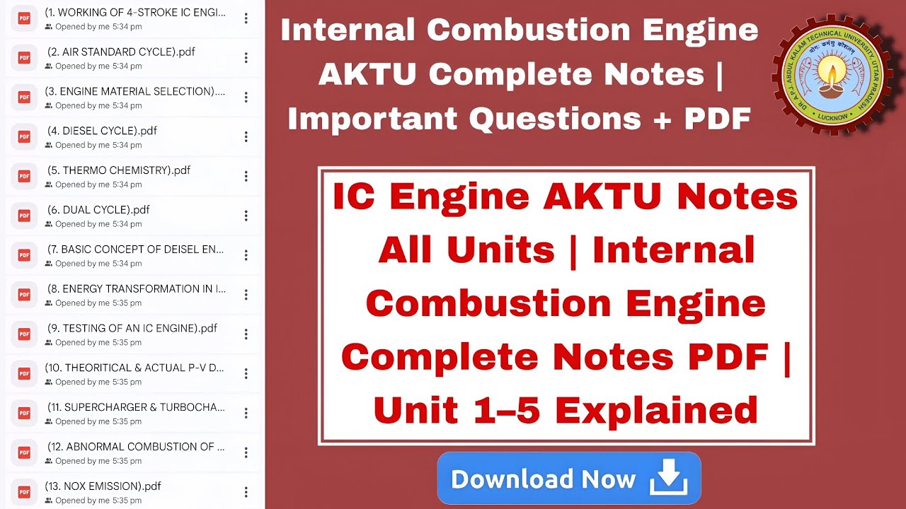 IC Engine Notes AKTU | All Topics One Shot Revision | B.Tech Mechanical